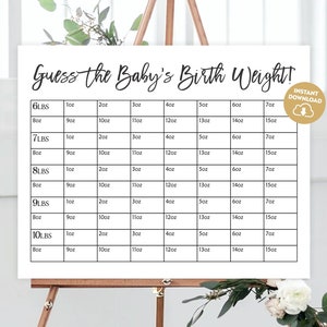 Guess the Baby's Weight Baby Shower Game Guessing Game - Etsy