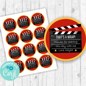 Clapboard Tags Movie Party Favortags Red Carpet Tags Printable Movie ...