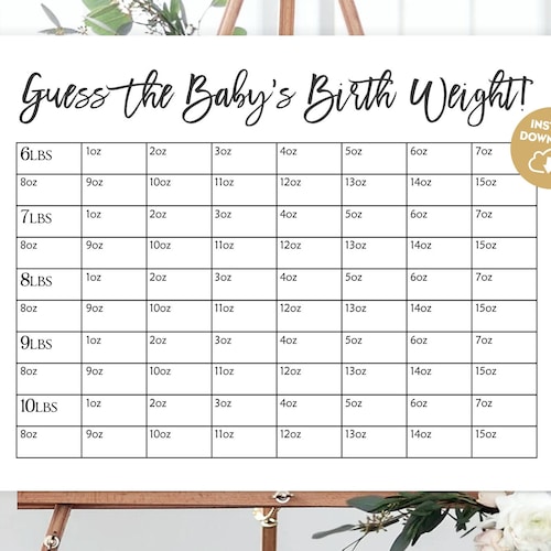 Guess the Baby's Weight Baby Shower Game Guessing Game - Etsy