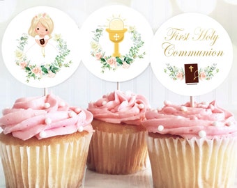 First Communion Girls Cake Topper With Veil Communion Centerpieces ...