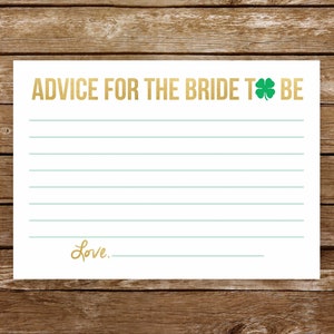 Advice for the Bride to Be Printable Advice Card Lucky in Love Bridal ...