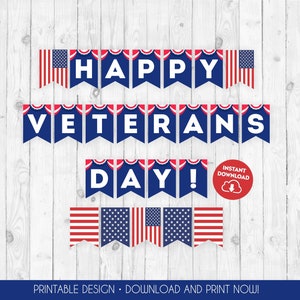 Happy Veterans Day Banner Printable Veterans Day Decor Veterans Day ...