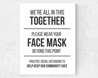 Printable Face Mask Sign - Etsy