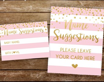 Printable Name Suggestion Cards - Etsy