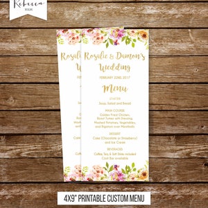 Floral Menu Printable Wedding Reception Menu Birthday Menu - Etsy