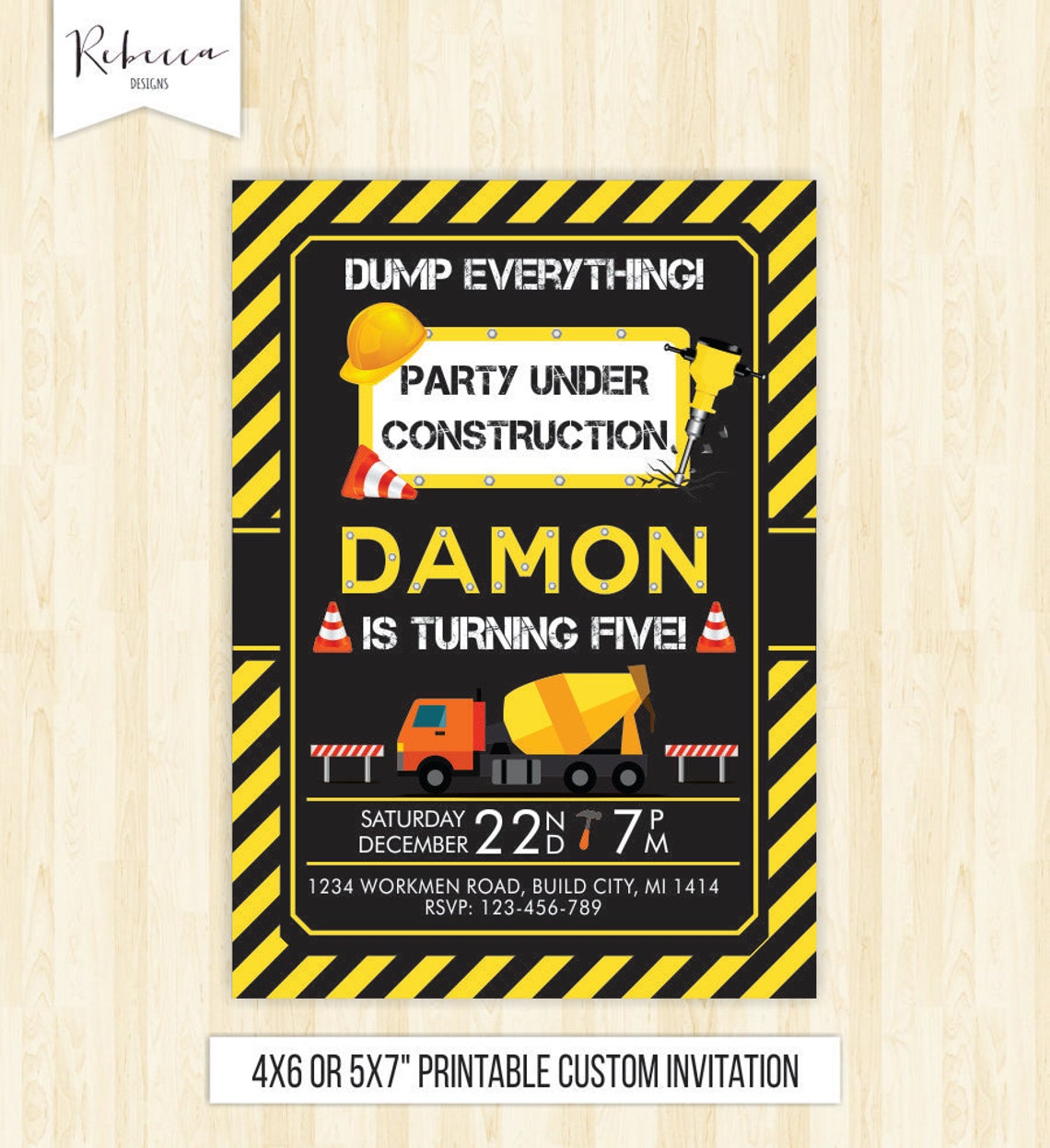 Construction Invitation Construction Party Invitation - Etsy