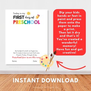 First Day of Pre School Handprint Craft 1st Day Pre-school Poem Prek ...
