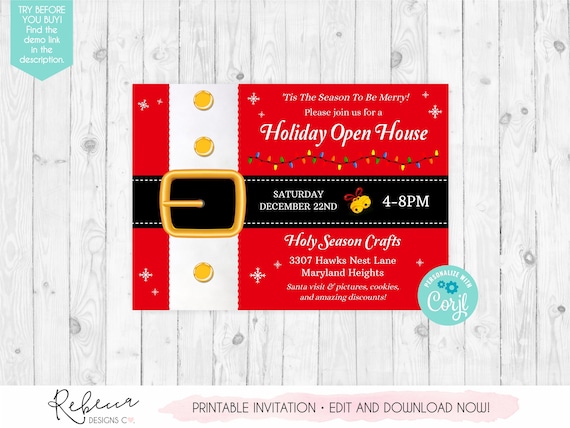 Christmas Open House Template Invitation Christmas Flyer - Etsy