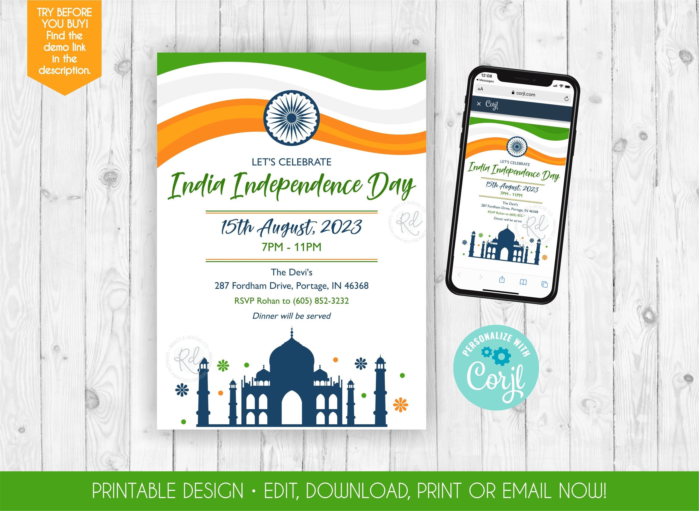 Indian Independence Day Invitation