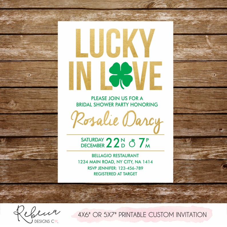 Lucky in Love Bridal Shower Invitation St Patricks Day Bridal - Etsy