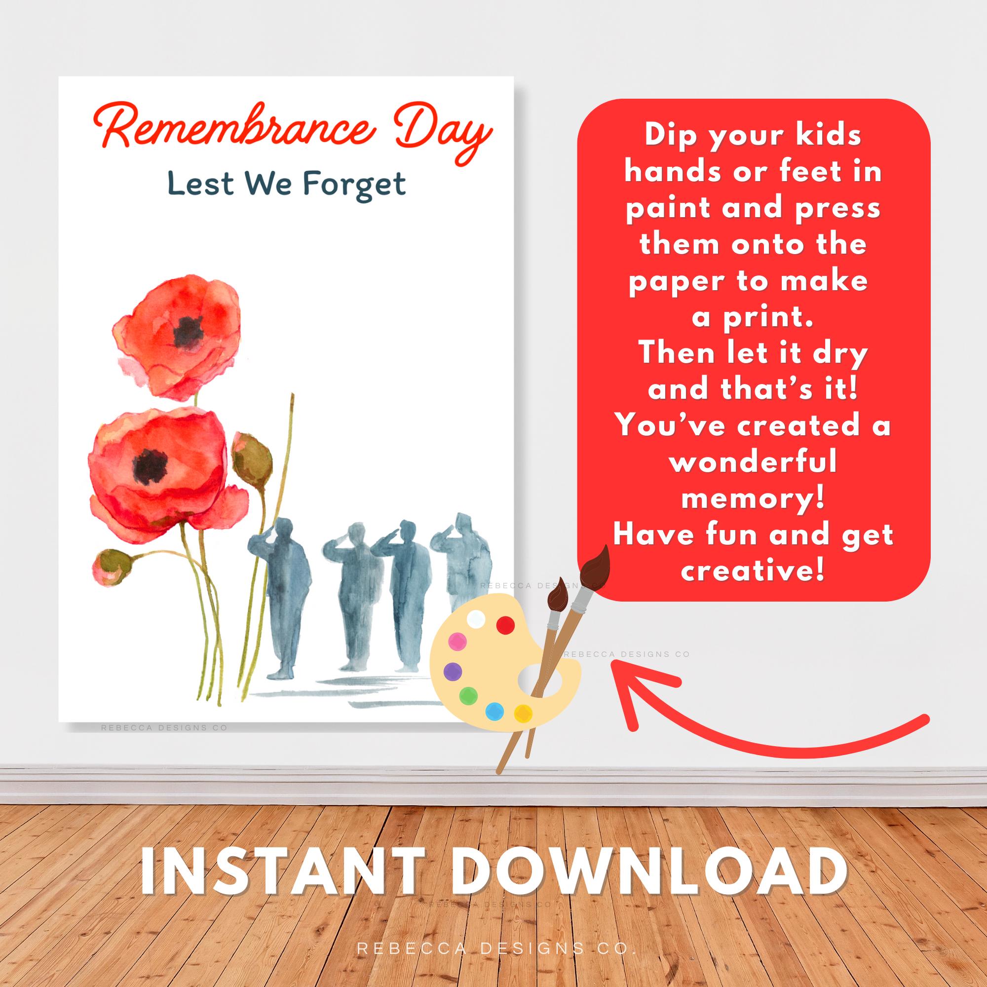 Remembrance Day Craft Remembrance Handprint ANSAC Poppies Activity for ...
