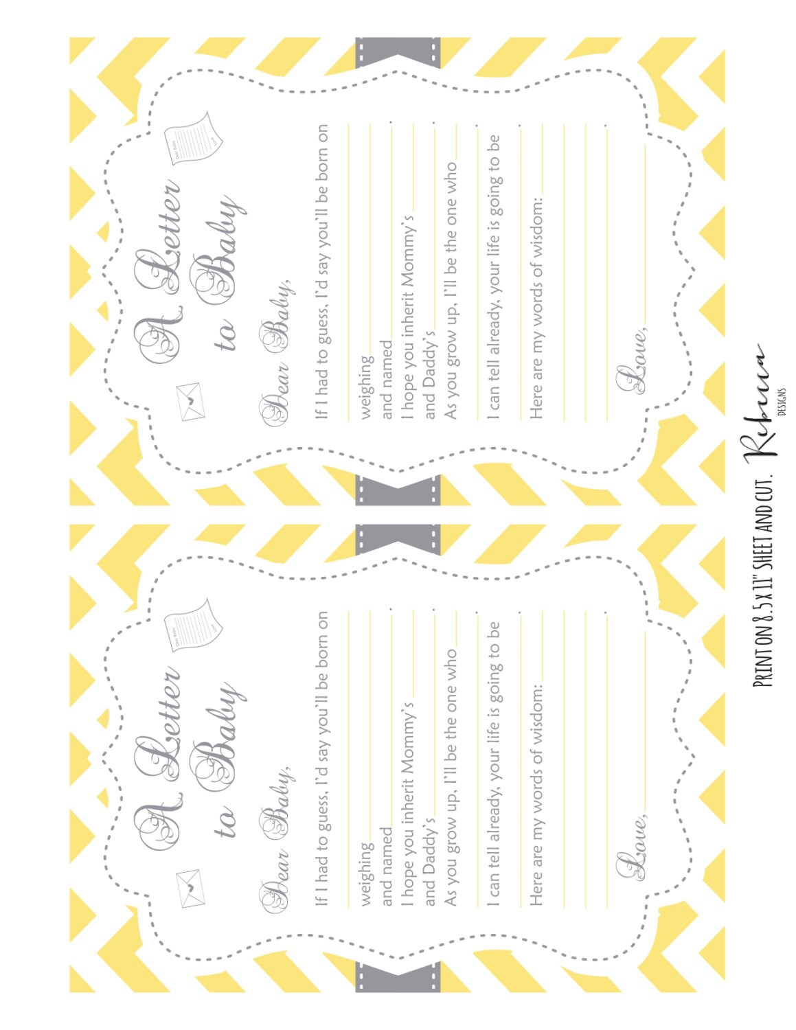 Mad Lib Baby Shower Game Baby Guesses Game Letter to Baby Game - Etsy