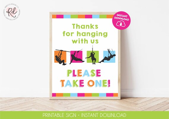 Zipline Birthday Sign Printable Girl Zip Line Party Ropes Course ...