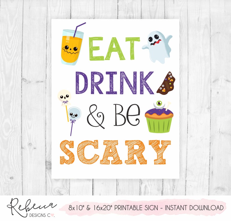 Eat Drink and Be Scary Sign Halloween Sign Printable Halloween - Etsy