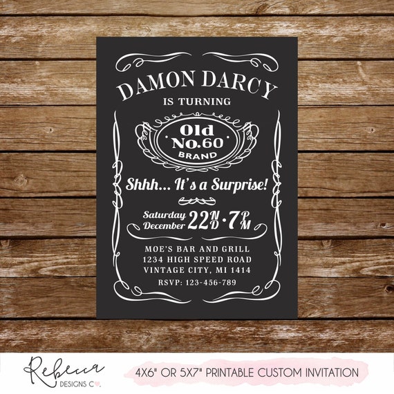 Whiskey Invitation Surprise Birthday Invitation Whisky Invitation Man