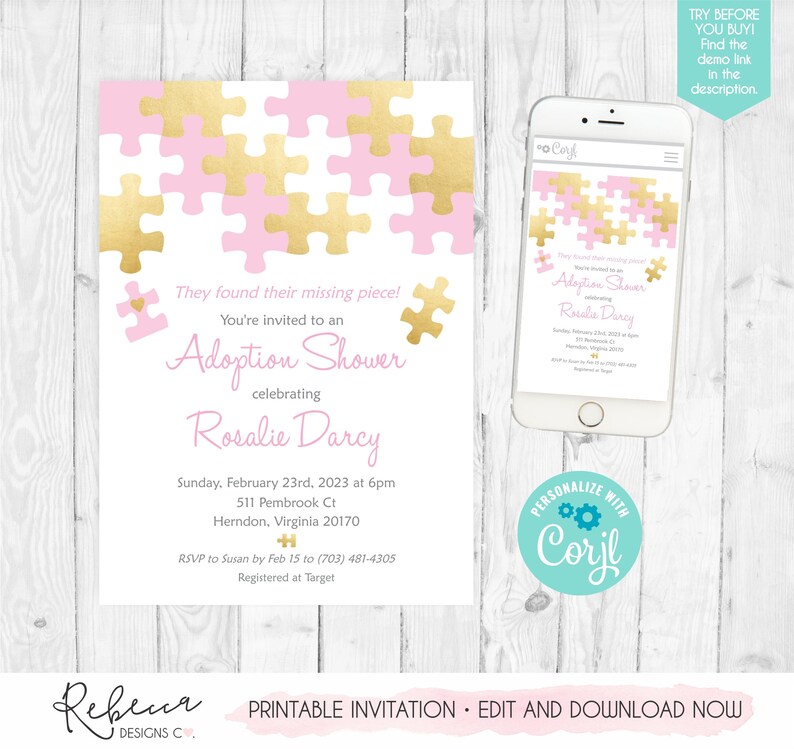 Adoption Baby Shower Invitation Adoption Party Puzzle - Etsy