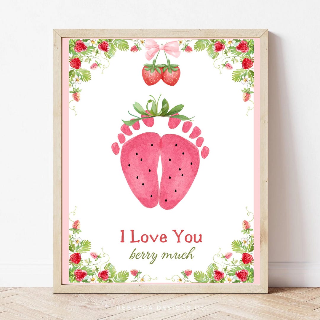 I Love You Berry Much Footprint Art Craft Summer Strawberry Toddler ...