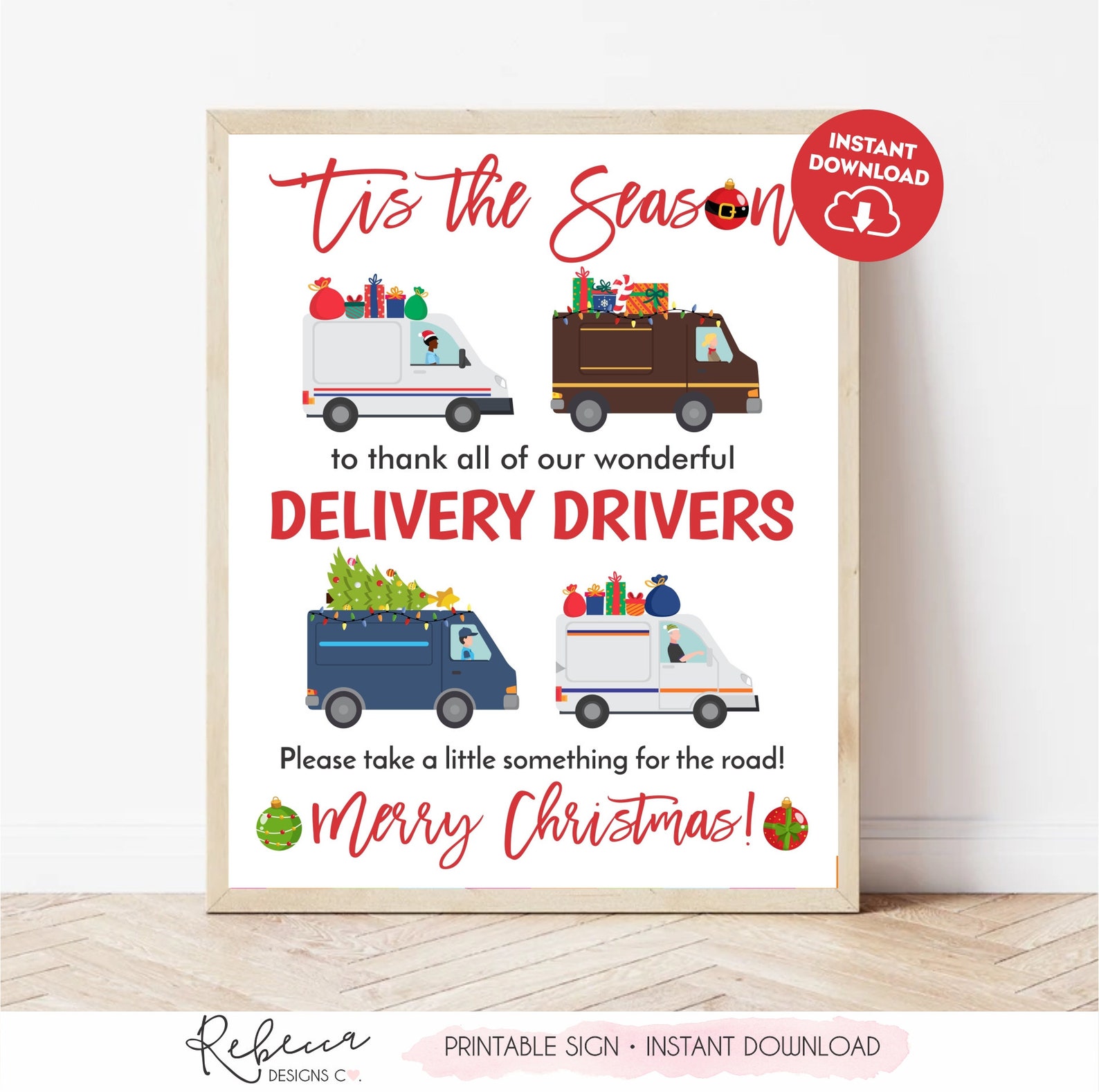 Delivery Driver Thank You Christmas Sign Snack & Drink Sign - Etsy