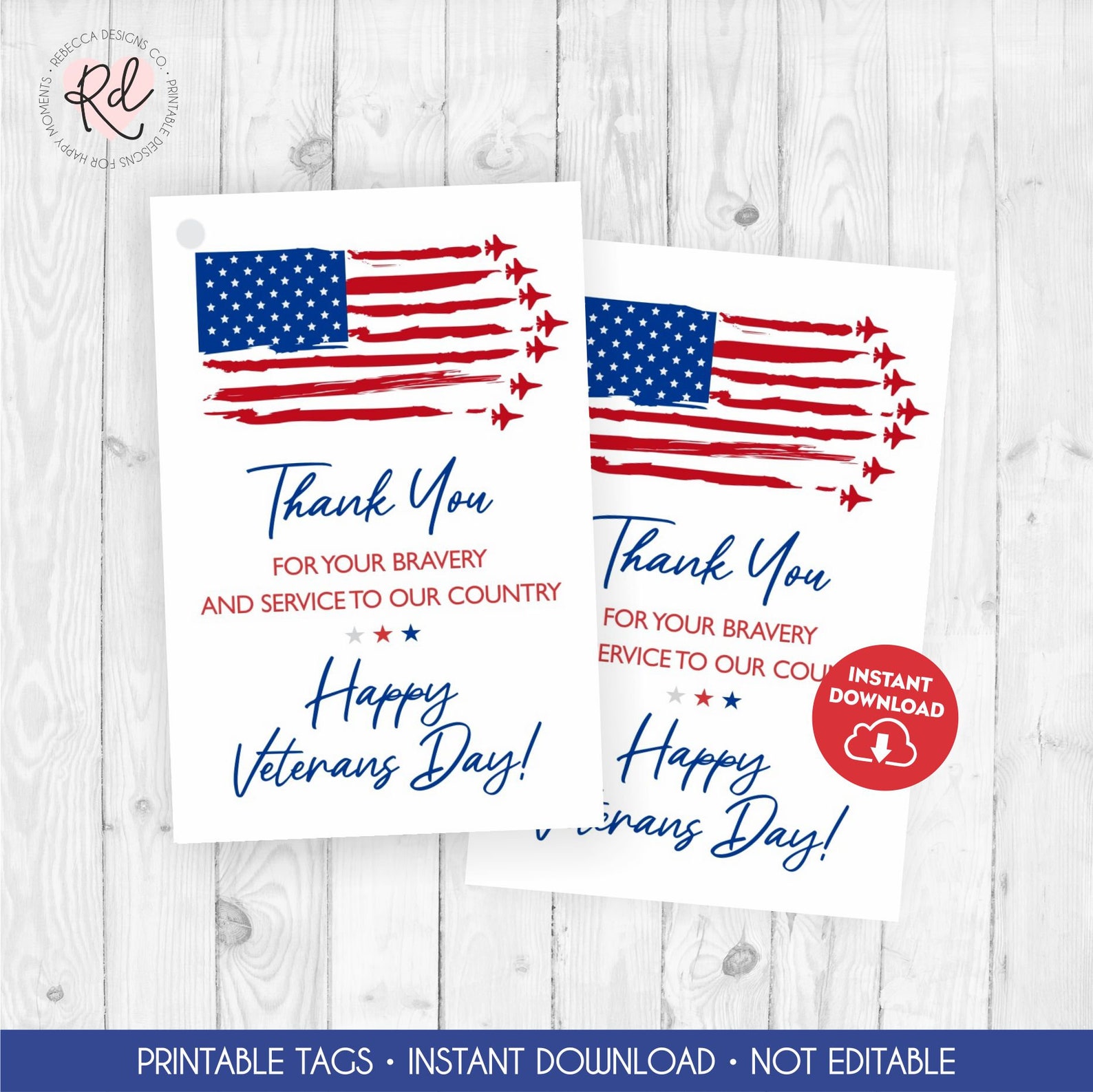 Air Force Veterans Day Tags Printable Thank You Veterans Tag Printable ...