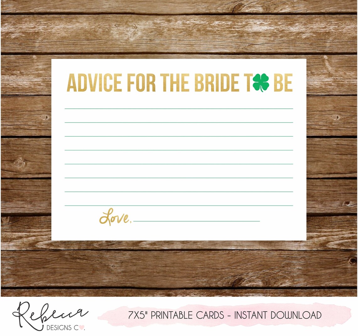 Advice for the Bride to Be Printable Advice Card Lucky in Love - Etsy