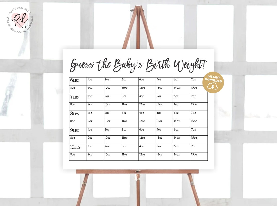 Guess the Baby's Weight Baby Shower Game Guessing Game - Etsy