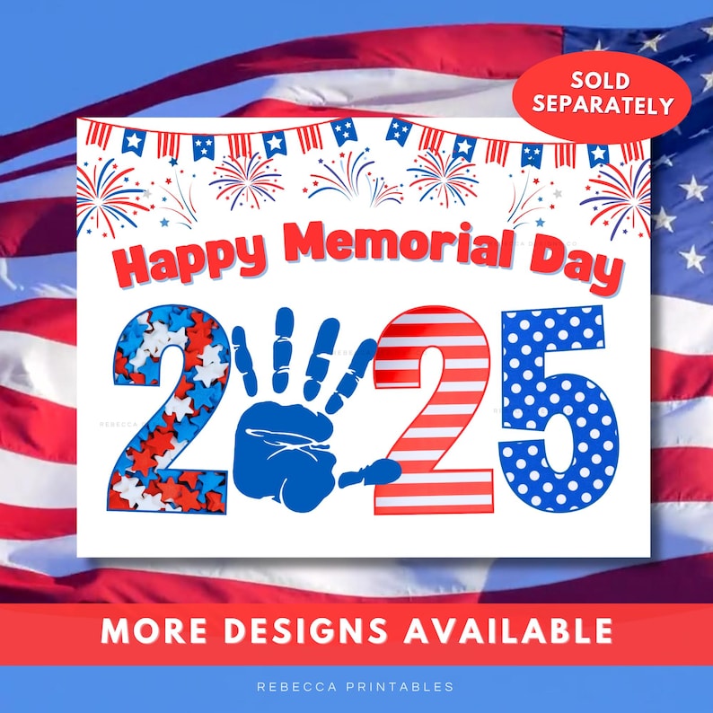 Memorial Day Handprint Memorial Day 2026 Toddler Art Patriotic Kids ...