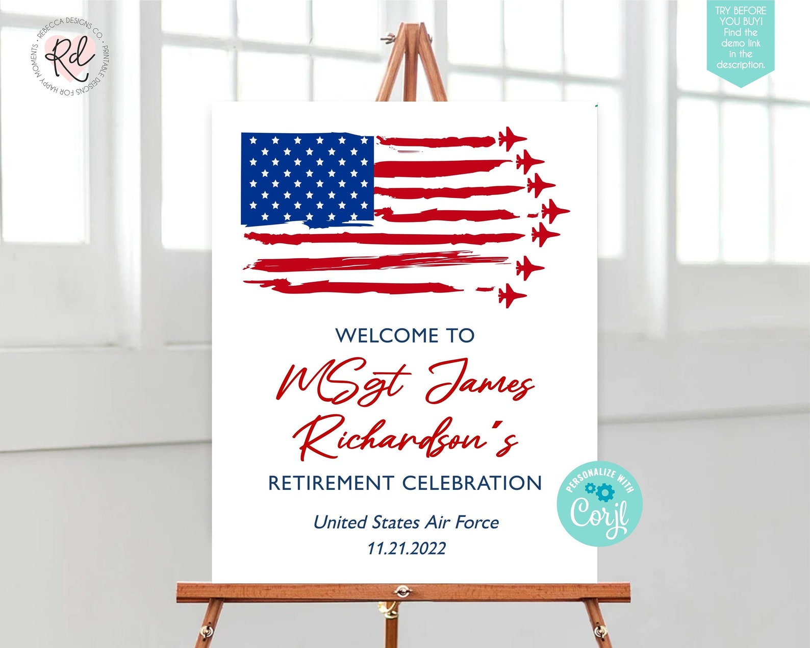 Air Force Retirement Welcome Sign Printable Military Retirement Party ...