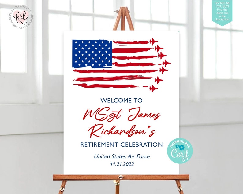 Air Force Retirement Welcome Sign Printable Military Retirement Party ...