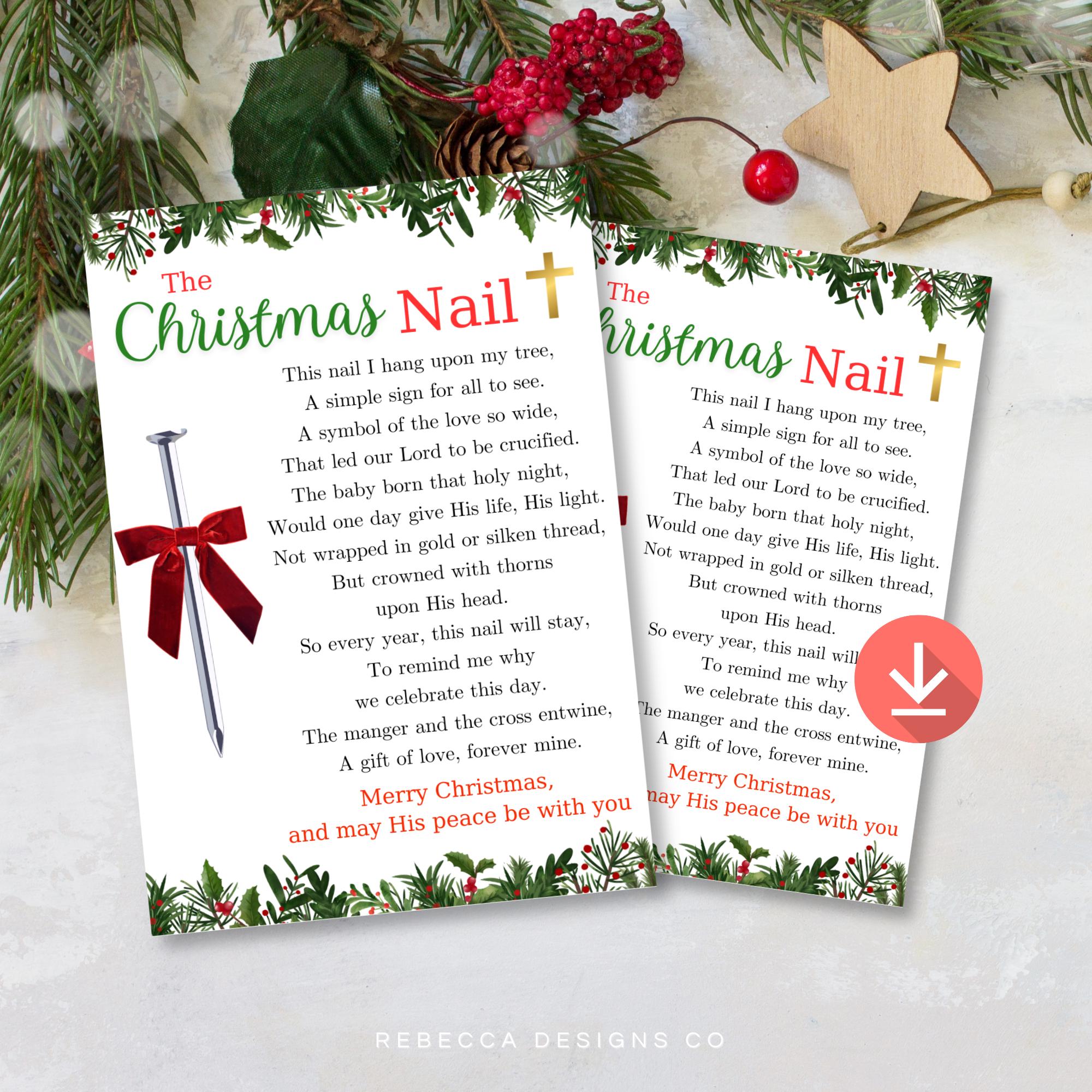 The Christmas Nail Ornament Tag Nail Ornament Card Christmas Poem ...