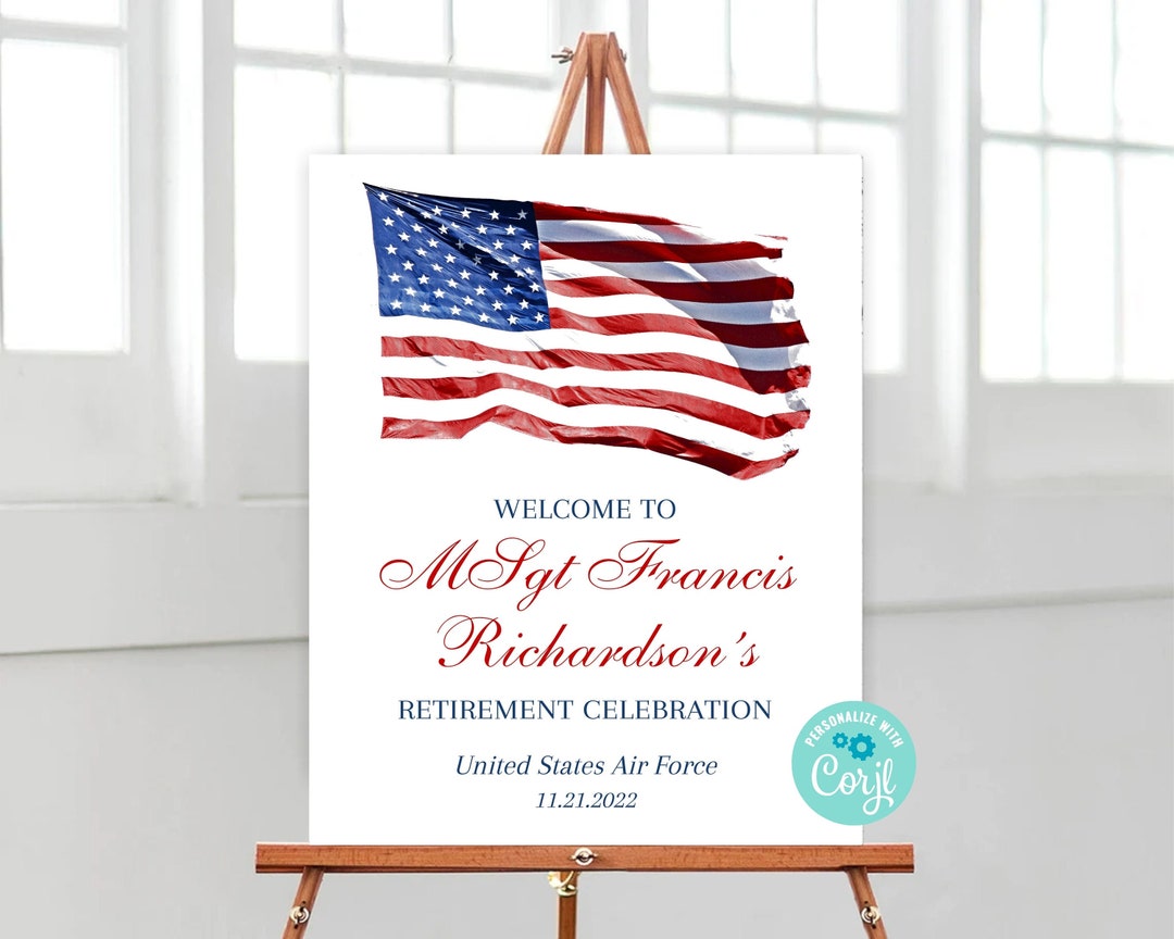 American Flag Sign Retirement Party Decor Military Retirement US Flag ...