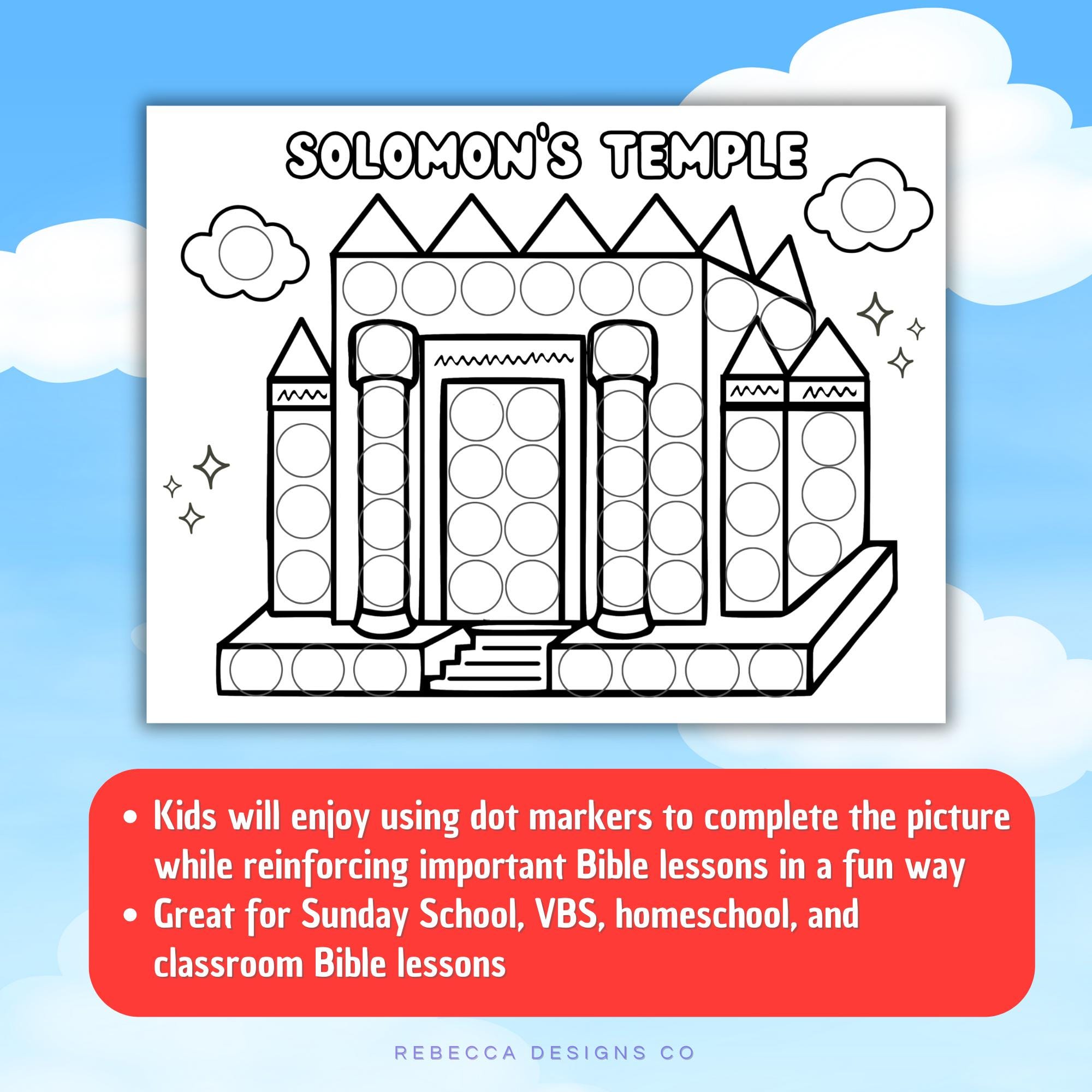 Solomon's Temple Bible Dot Marker Sunday School Craft Kids Coloring ...