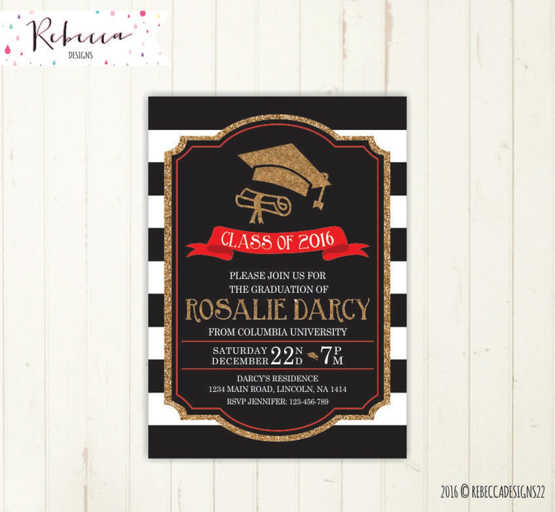 Graduation Invitation Graduation Party Invitation Gold and - Etsy