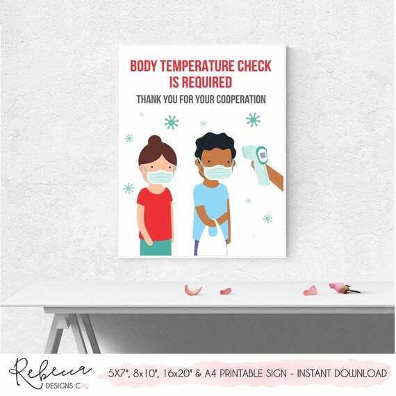 Temperature check required sign printable office sign printable ...