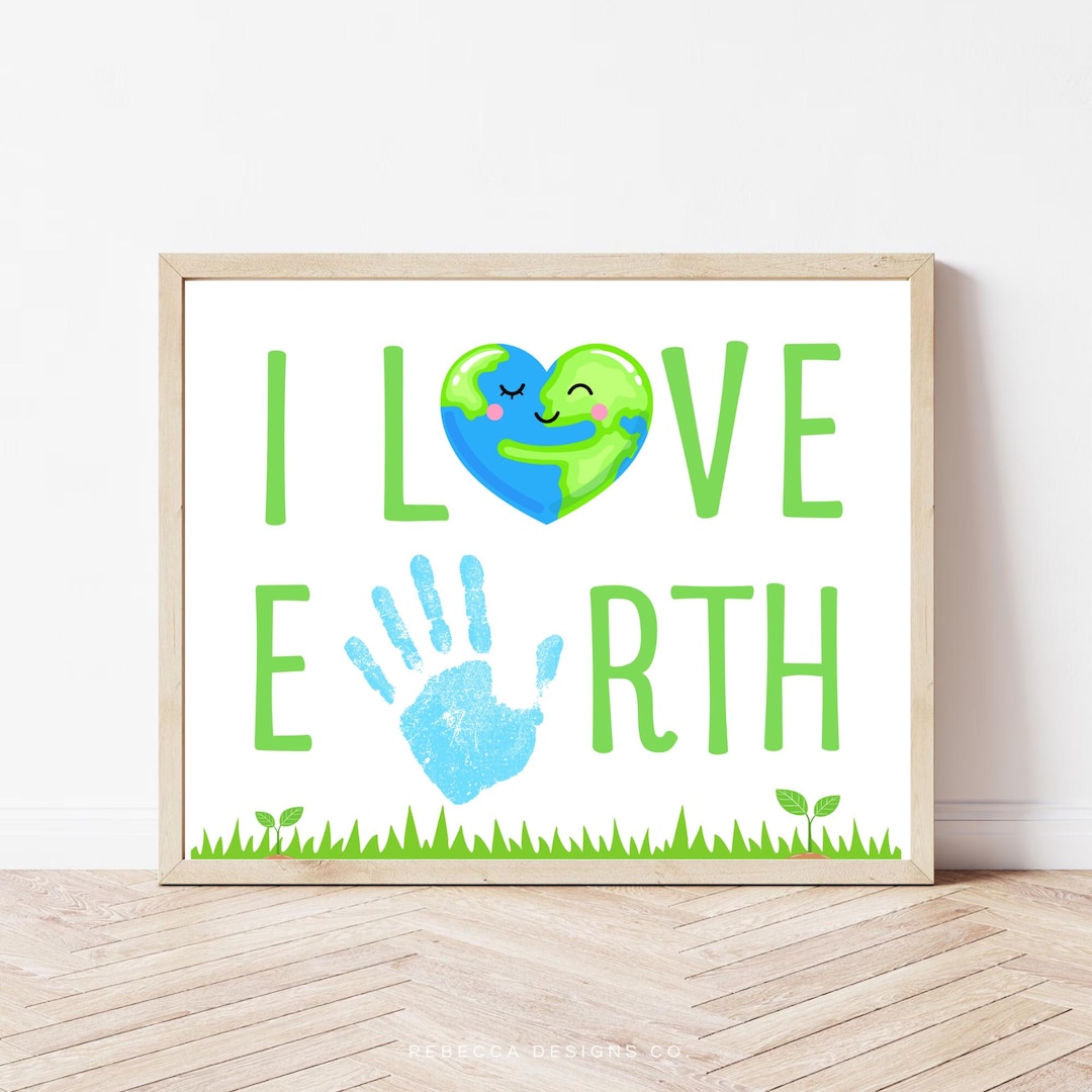 I Love Earth Day Handprint Art Eath Day Handprint Craft for Preschool ...