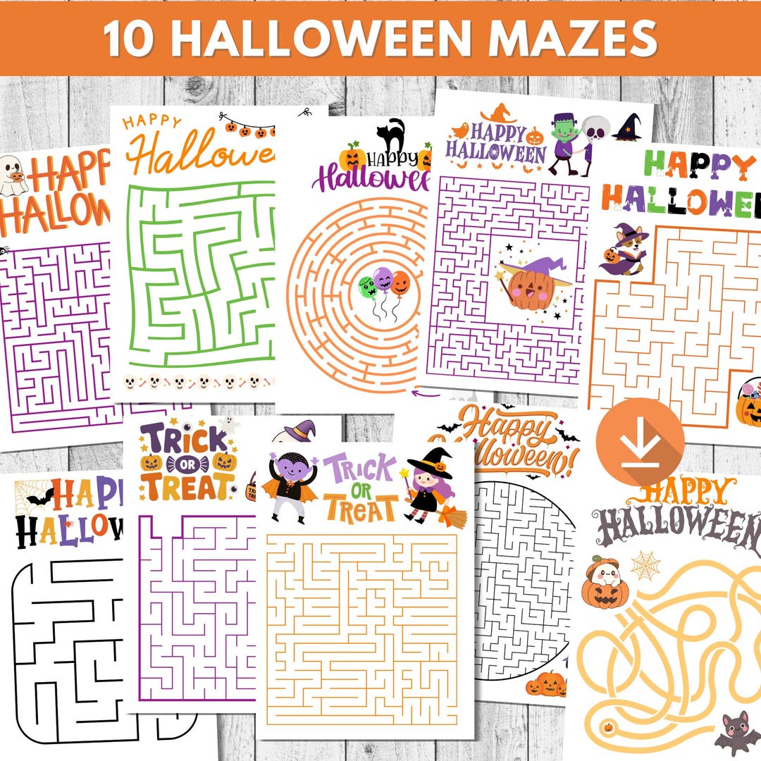 Halloween Mazes for Kids Halloween Maze Printables Maze for Halloween ...