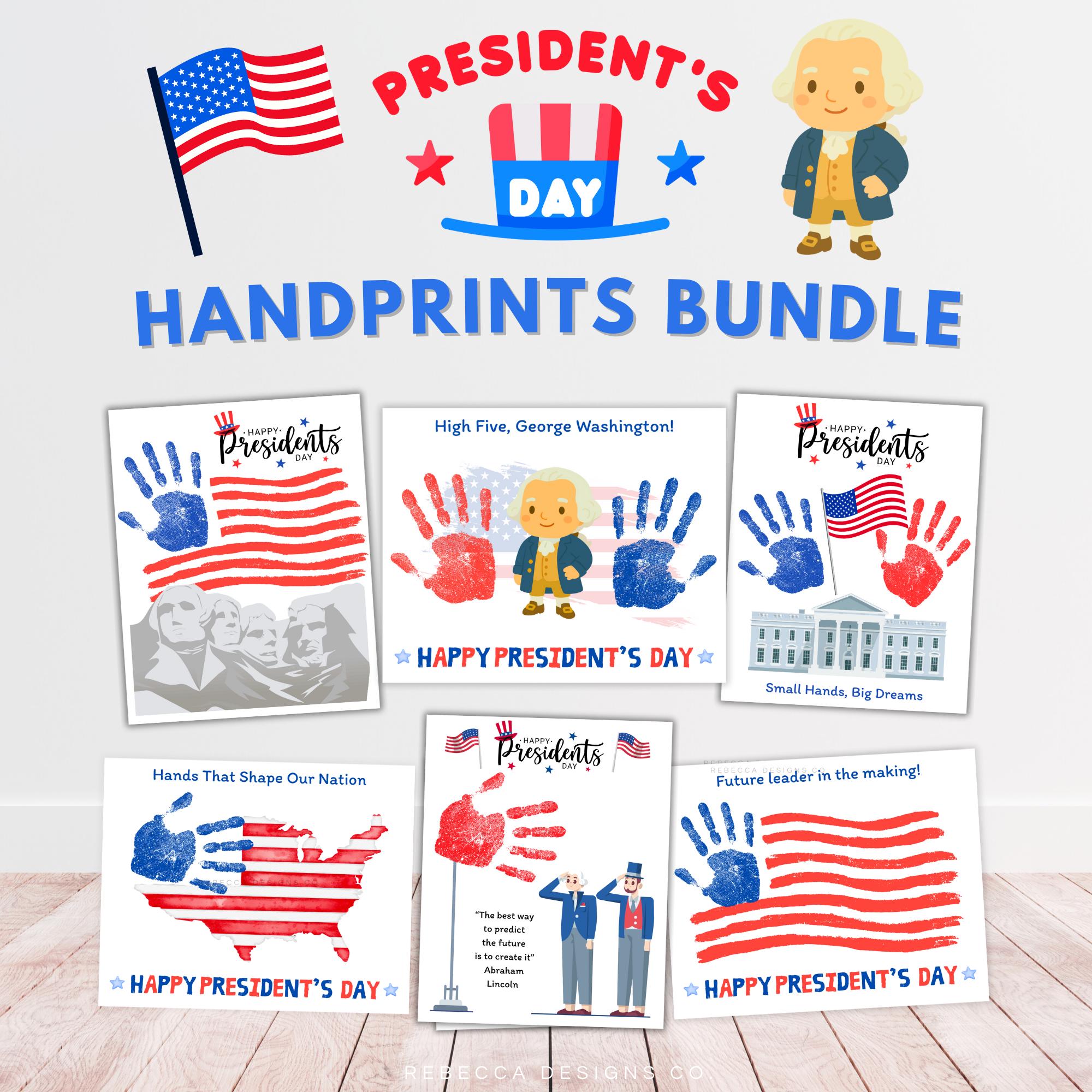 President's Day Handprint Craft Bundle Presidents Day Art Classroom ...