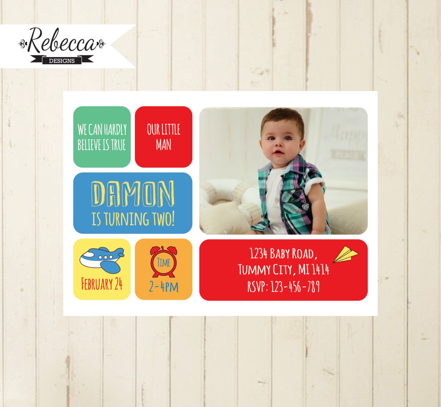 Boy 2nd Birthday Invitation Baby Boy Invite Photo Birthday | Etsy