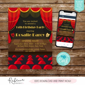 Theater Invitation Broadway Invitation Broadway Birthday Invitation ...