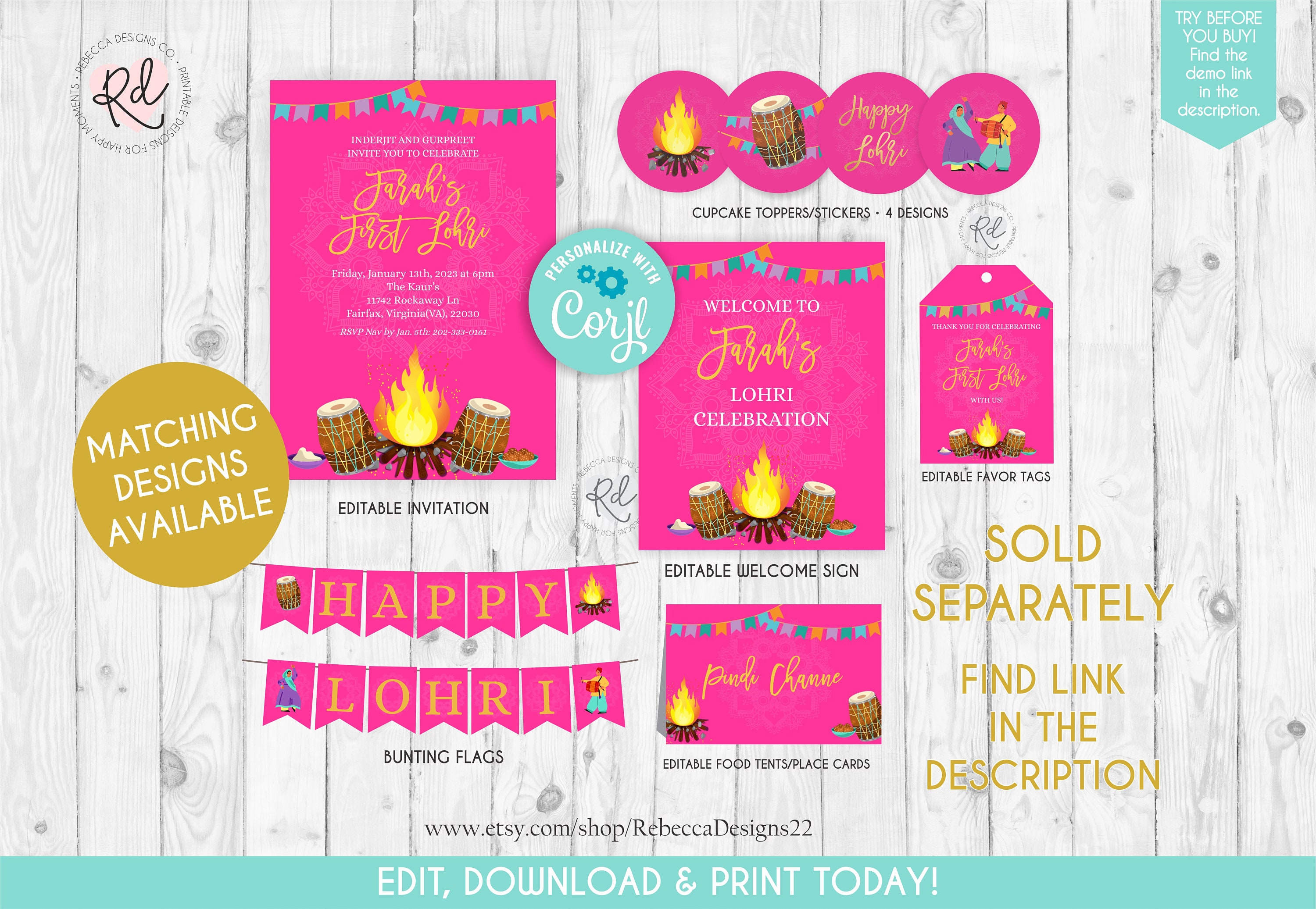 Lohri Stickers Printable Lohri Favor Tags Template Lohri Tags Punjabi ...