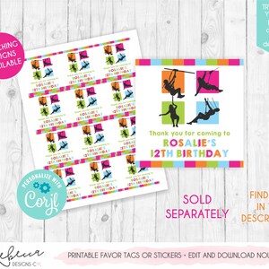 Zipline Cupcake Toppers Printable Girl Zipline Toppers Obstacle Course ...