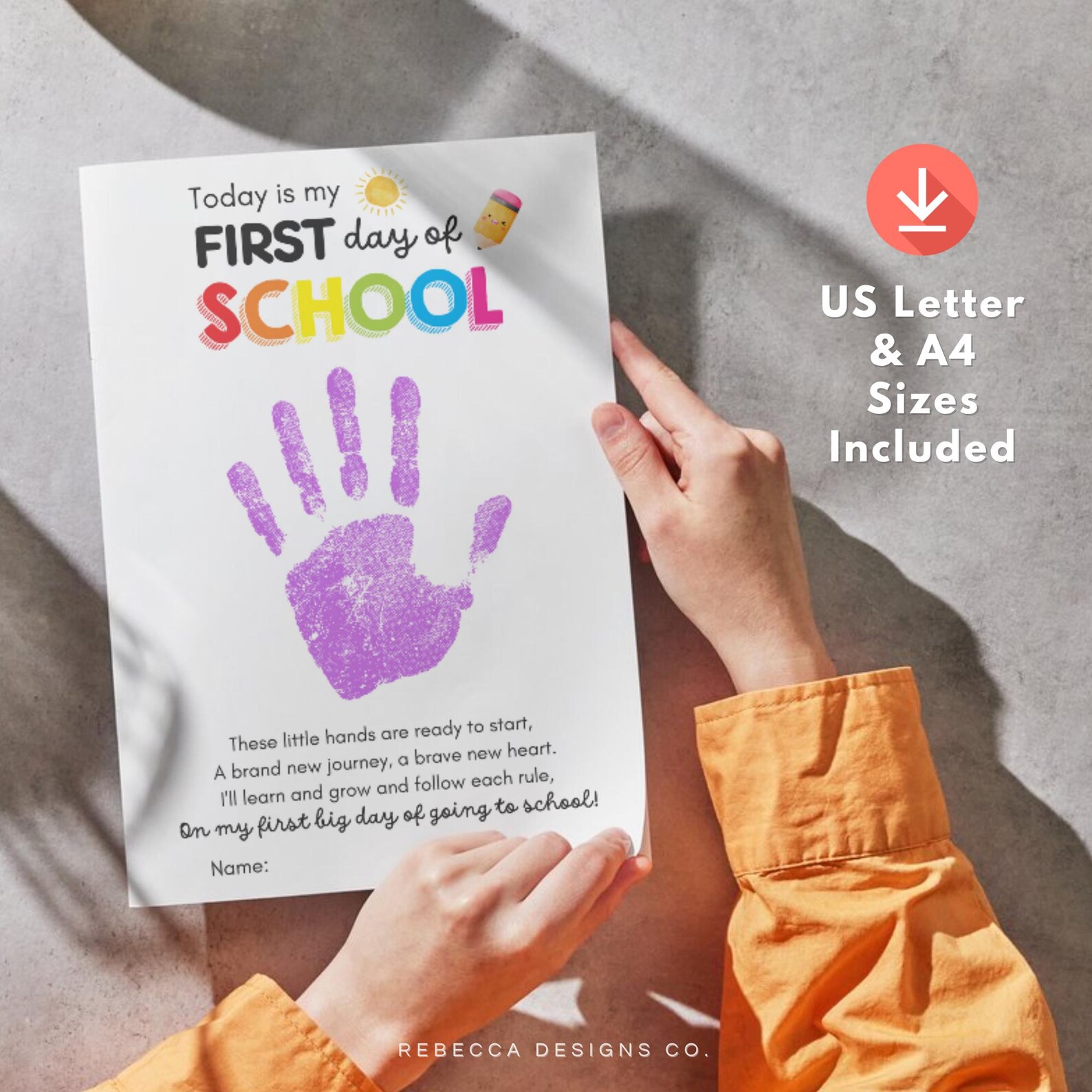First Day of School Handprint Craft 1st Day School Poem 1st Grade ...