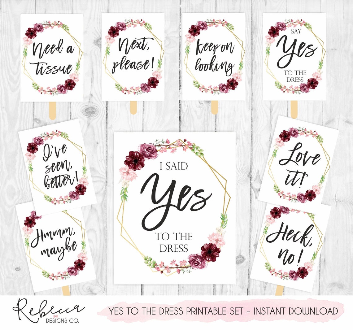 Say Yes to the Dress Signs Printable Set I Said Yes to the - Etsy