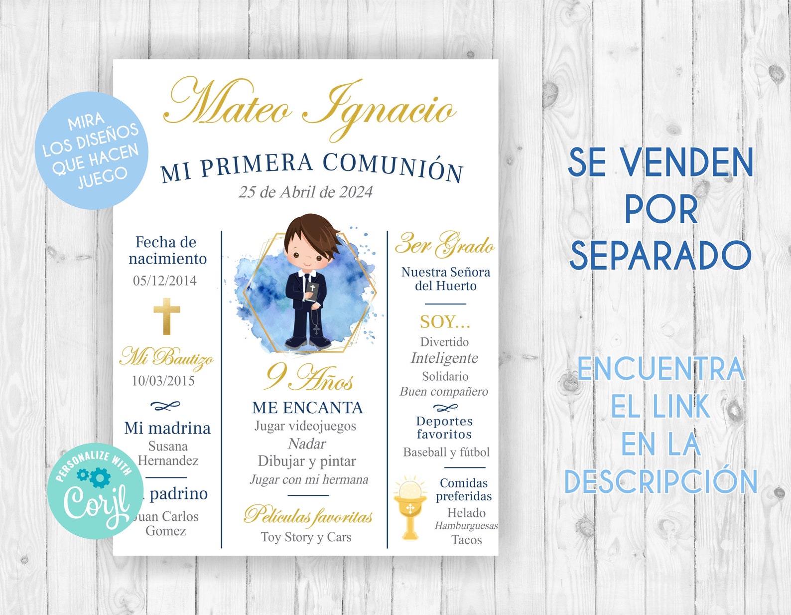 Tarjeta Comunion Niño Editable Recuerdo Primera Comunion Nene ...