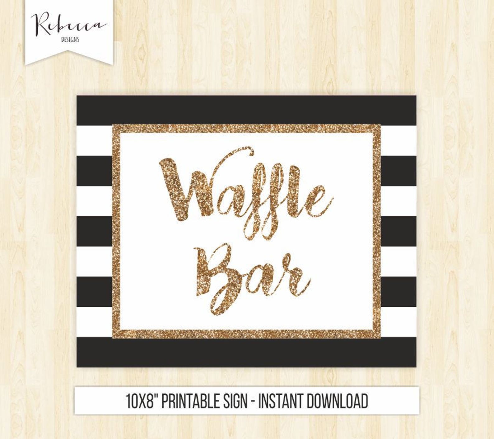 Waffle bar sign printable sign waffle house sign black and | Etsy