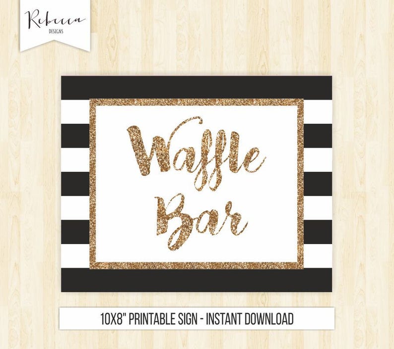 Waffle bar sign printable sign waffle house sign black and | Etsy