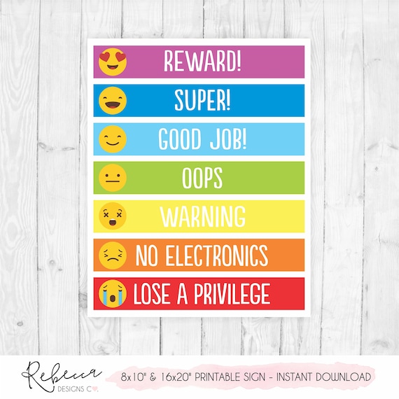 Reward chart printable behavior chart kids behaviour chart emoji ...