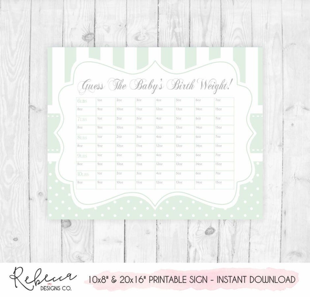 Guess the Baby's Weight Baby Shower Game Guessing Game Baby Shower Game ...