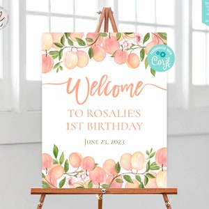 Peach Birthday Welcome Sign Printable Sweet as a Peach Birthday Decor ...