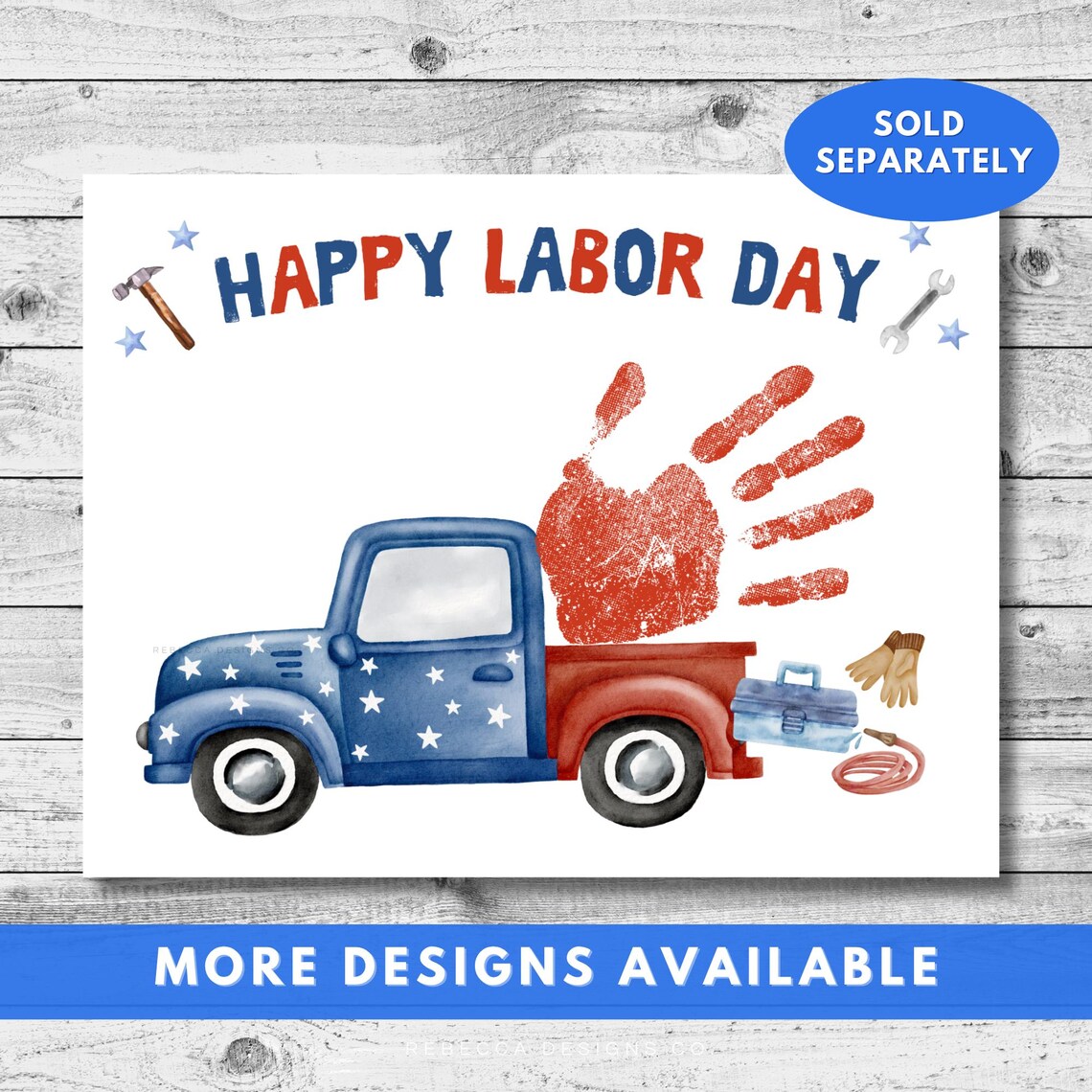 Labor Day Handprint Printable Craft Labor Day Footprint Art Patriotic ...