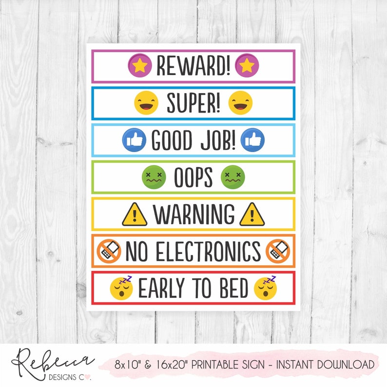 Reward Chart Printable Children Behavior Chart Kids Behaviour - Etsy